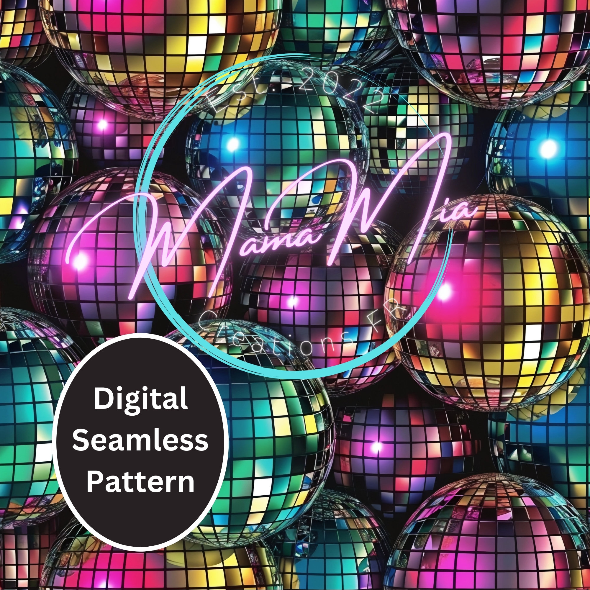 Disco Ball SEAMLESS Pattern DIGITAL Paper Download, Party Invitations ...