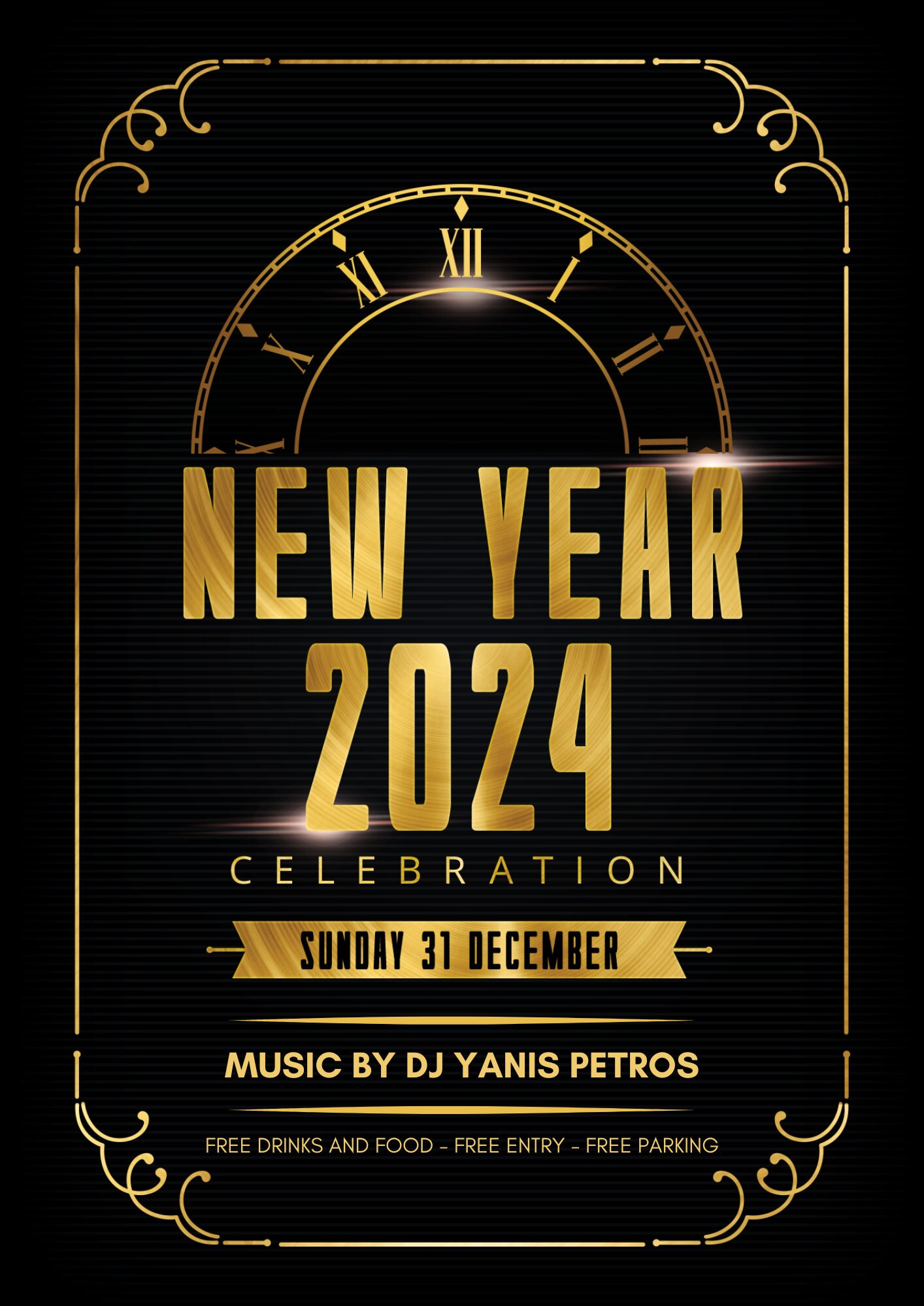 New Years Eve Party Invitation, NYE Party Invitation Template, Black ...