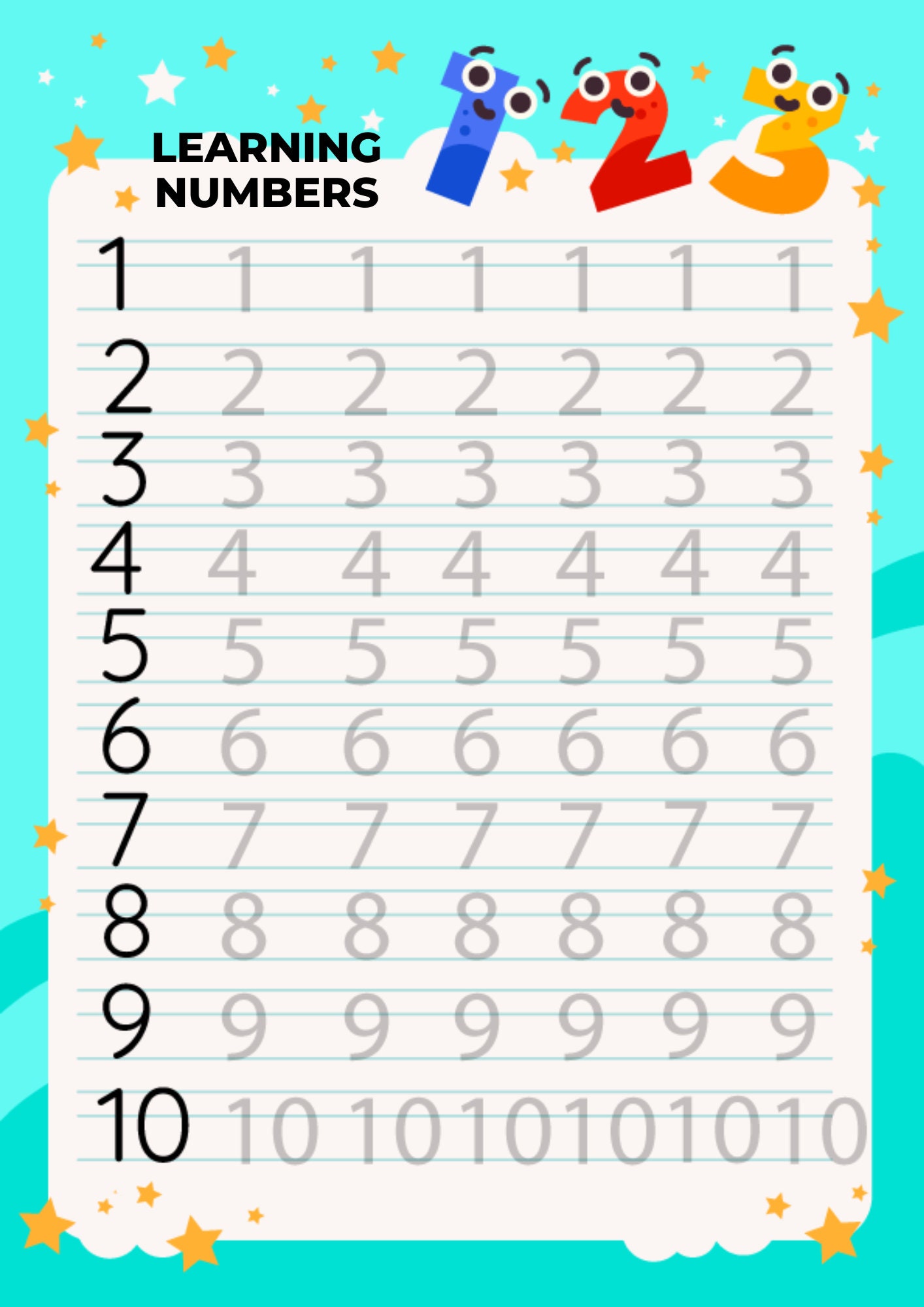 Number Tracing Flashcards, Cars and Roads, Printable, Counting, Learn ...