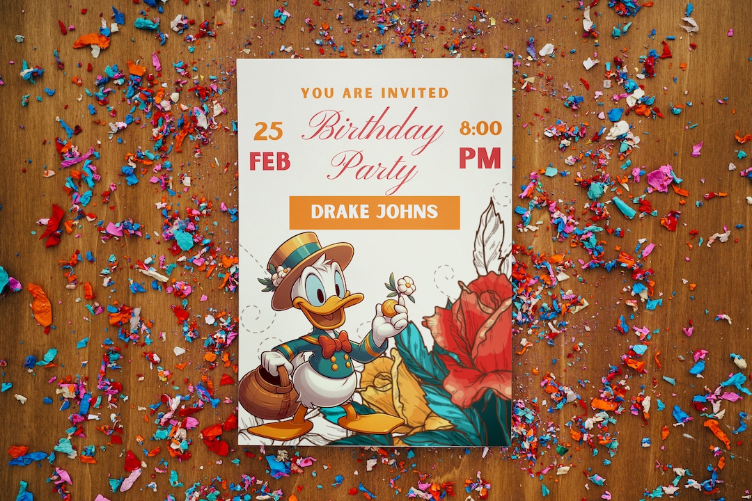 Donald Duck Birthday Invitation Template, ANY AGE, Instant Download ...
