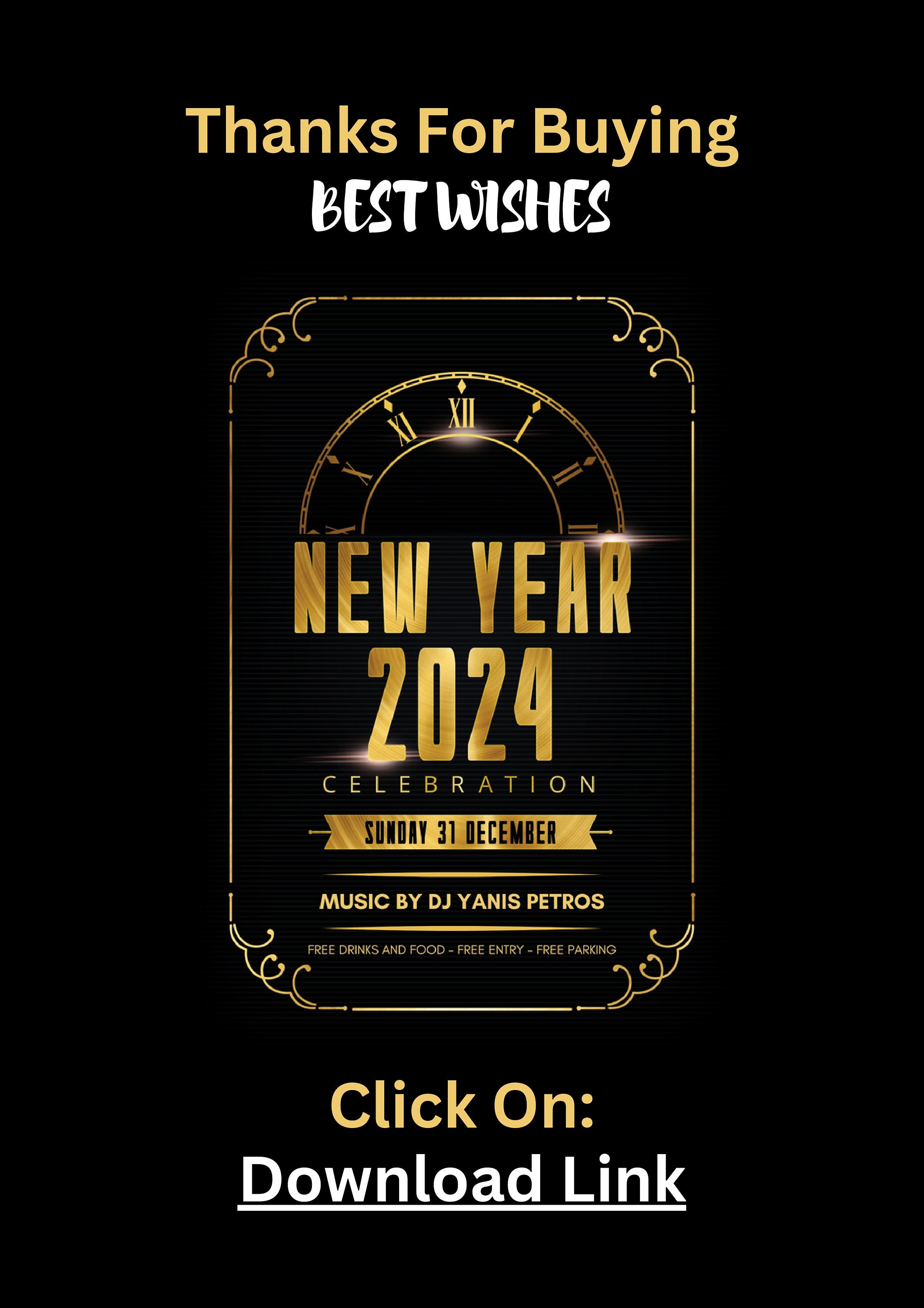New Years Eve Party Invitation, NYE Party Invitation Template, Black ...
