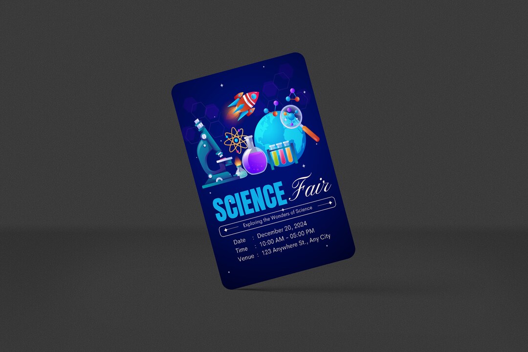 Science Exhibition Invitation, Science Adventures Invite, Invention ...