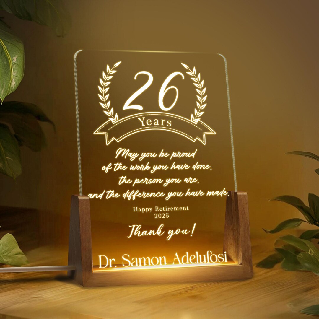Personalized Retirement Gift, Retirement Led Night Light, Retirement ...
