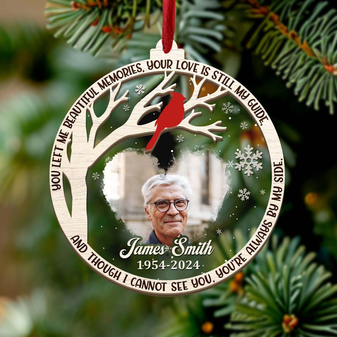 Cardinal Memorial Ornament, Custom Photo in Memory of Loved One ...