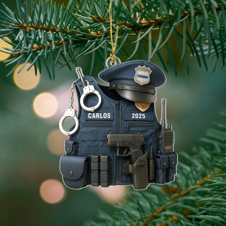 Police Officer Christmas Ornament, Personalized Police Uniform Ornament ...