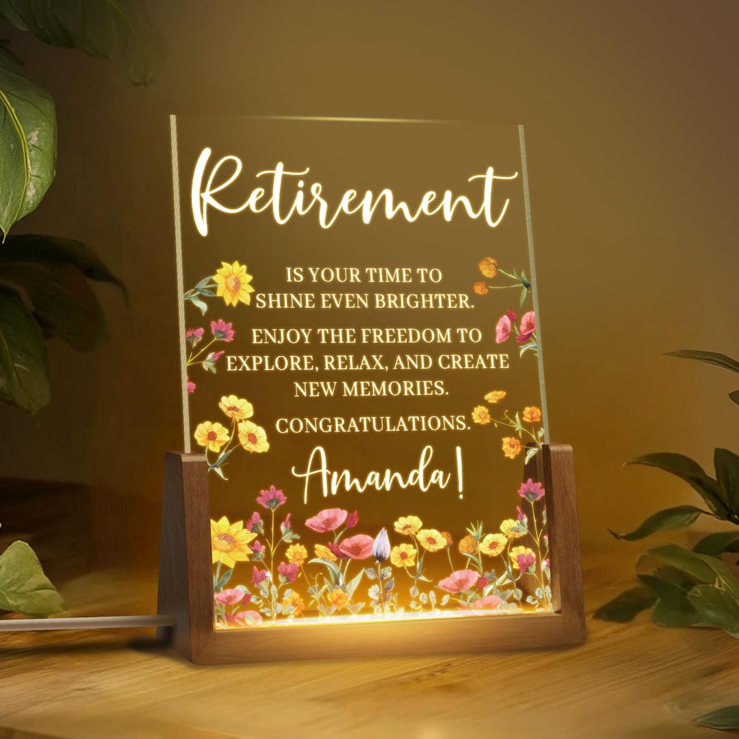 Personalized Retirement Night Light, Happy Retirement LED Light, Custom ...