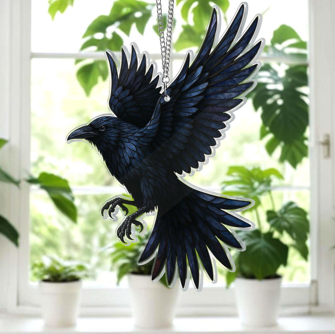 Raven Acrylic Suncatcher Window Hanging, Gothic Suncatcher Raven Crow ...