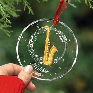 Personalized Saxophone Ornament: Glass or Acrylic, Music Lover Gift - Etsy