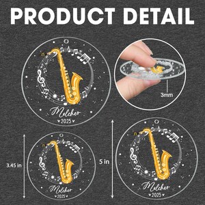 Personalized Saxophone Ornament: Glass or Acrylic, Music Lover Gift - Etsy