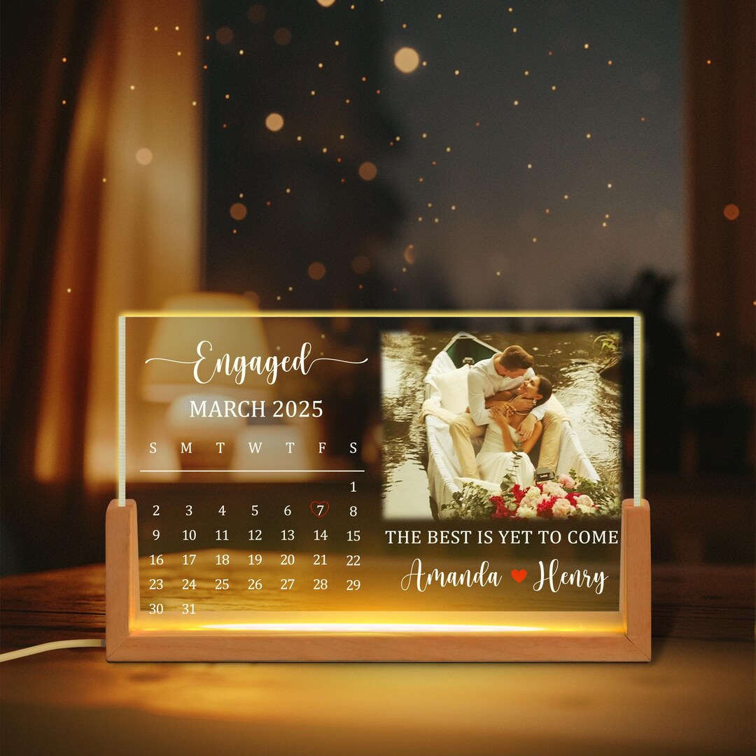 Personalized Engaged Photo LED Night Light,married Couple Photo Lamp ...