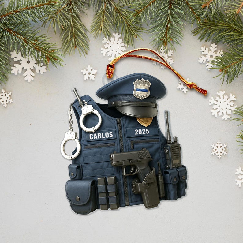 Police Officer Christmas Ornament, Personalized Police Uniform Ornament ...