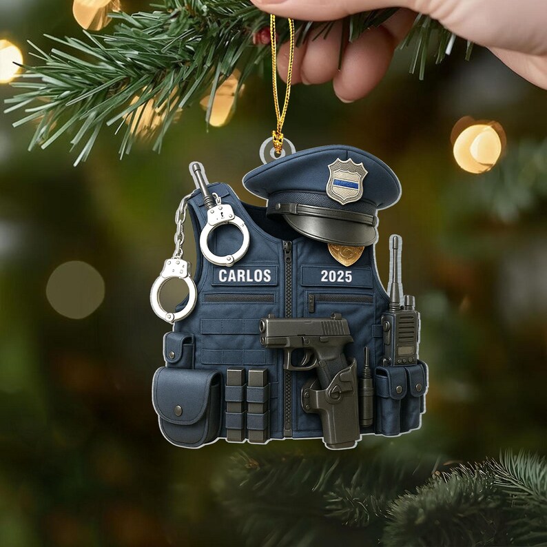Police Officer Christmas Ornament, Personalized Police Uniform Ornament ...