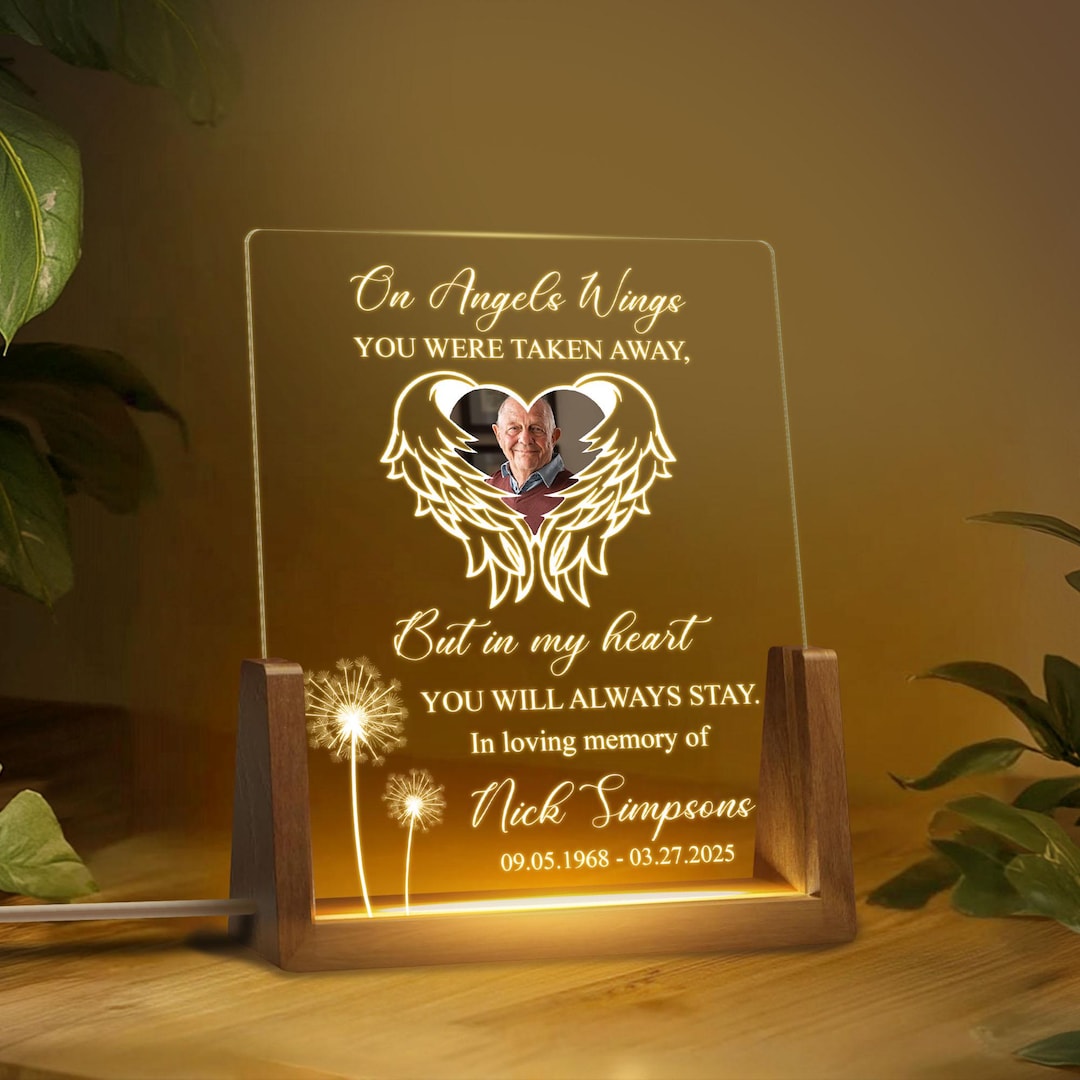 Personalized Picture Frame Memorial Night Light, Custom Photo LED Light ...
