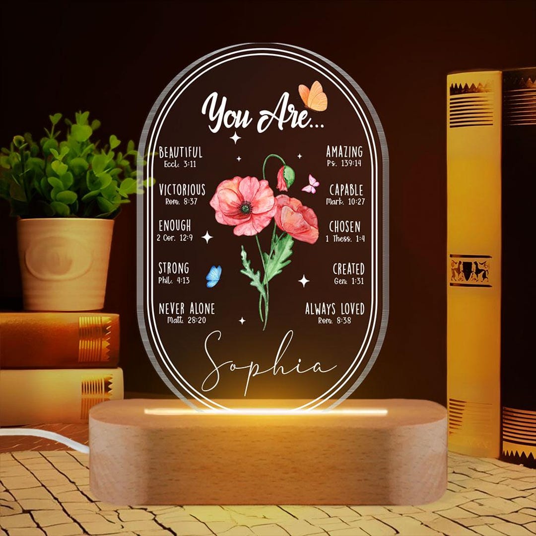 Personalized Bible Verse LED Light, Custom Faith Christian Birthday ...