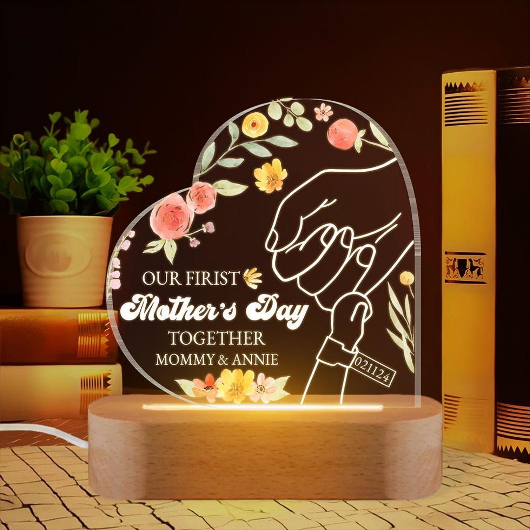 Personalized Mom Holding Hand Night Light, Our First Mother Day Gifts ...