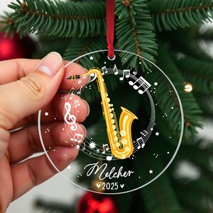 Personalized Saxophone Ornament: Glass or Acrylic, Music Lover Gift - Etsy