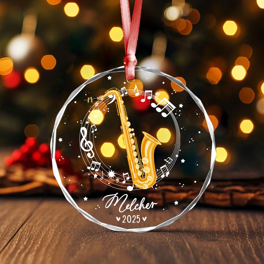 Personalized Saxophone Ornament: Glass or Acrylic, Music Lover Gift - Etsy