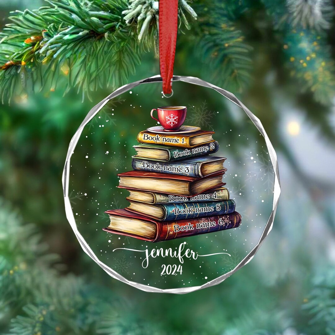 Personalized Christmas Book Tree Ornament, Bookworm Gift, Book Ornament ...