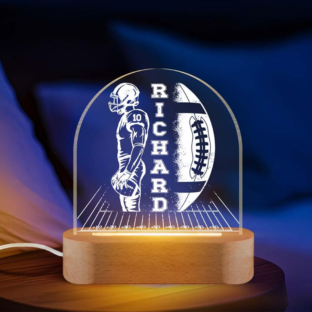 Custom Personalized Name Football Led Night Light up Table Desk Lamp ...
