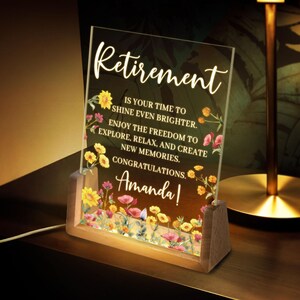 Personalized Retirement Night Light, Happy Retirement LED Light, Custom ...