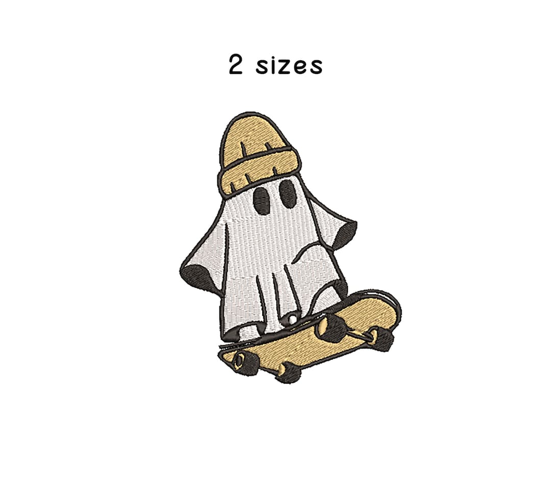 Halloween Embroidery Design, Ghost Skate Machine Embroidery Design ...