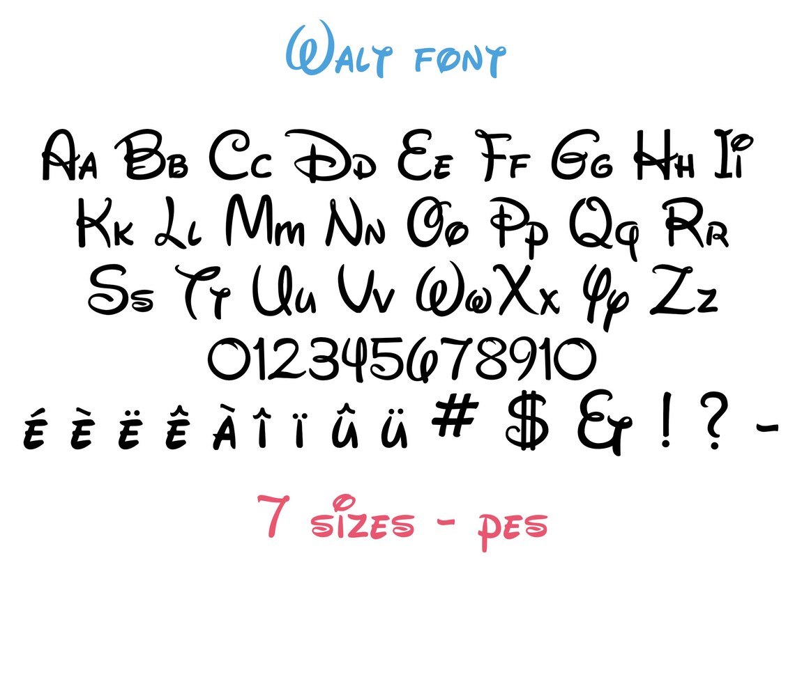 Embroidery Font File Walt Font, Embroidery Walt Font, Mouse Alphabet ...