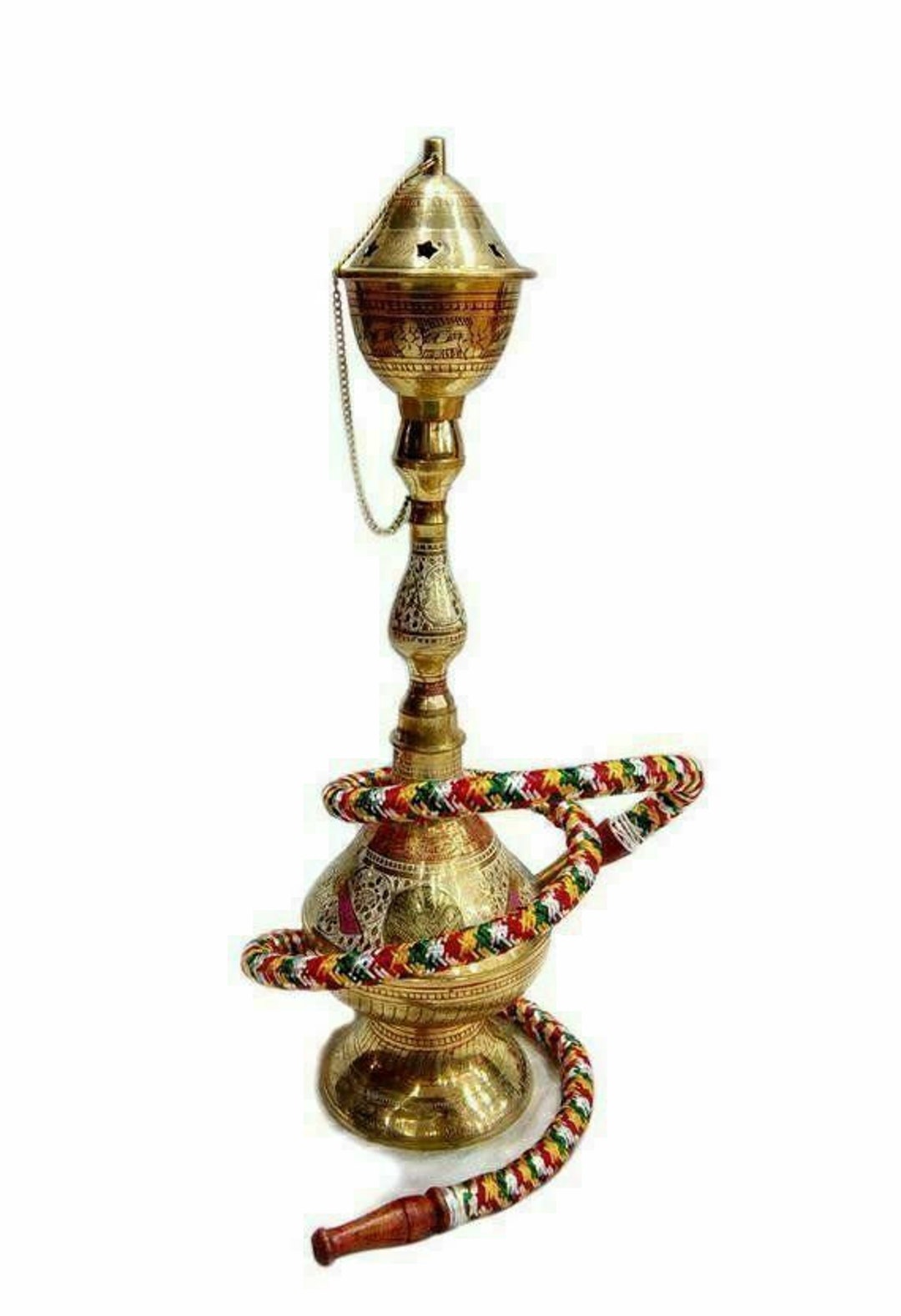 14 Inch Indian Engraved Handmade Brass Hookah Set, Arabic Shisha ...