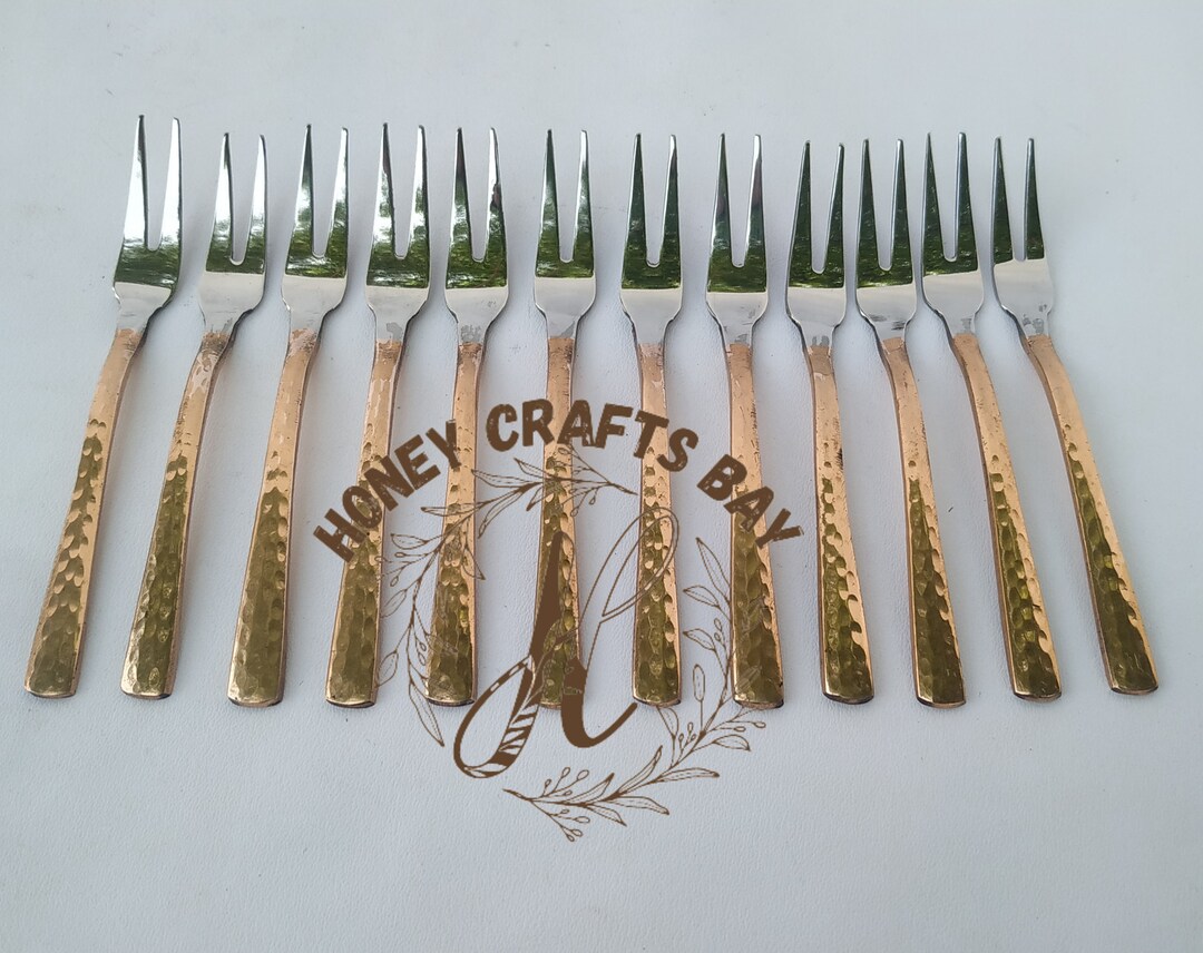 Antique Indian Copper Stainless Steel Fruits Forks, Copper Handle Forks ...