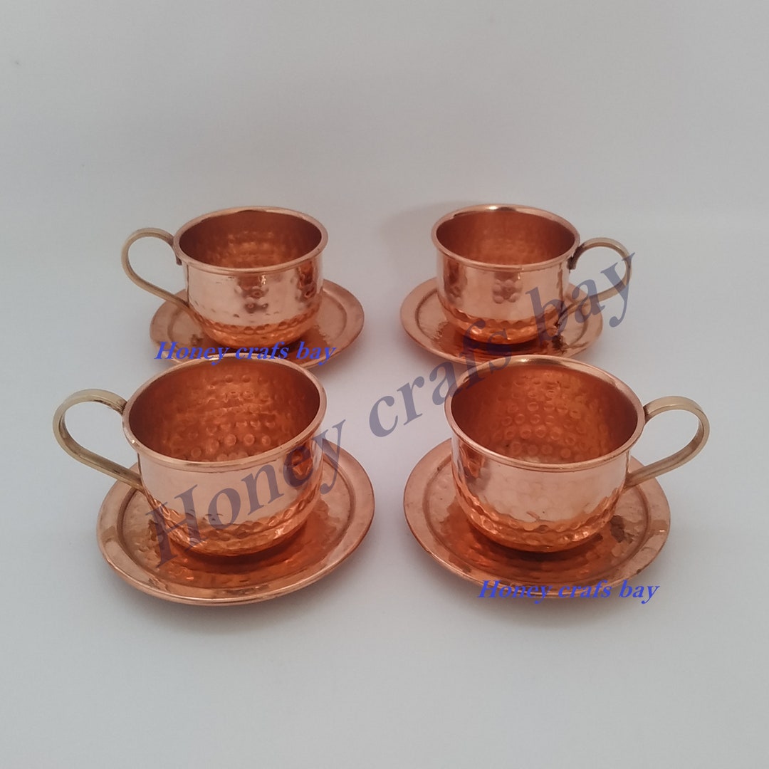 Vintage Copper Coffee Cup Set, Copper Tea Cups Set, Traditional Copper ...
