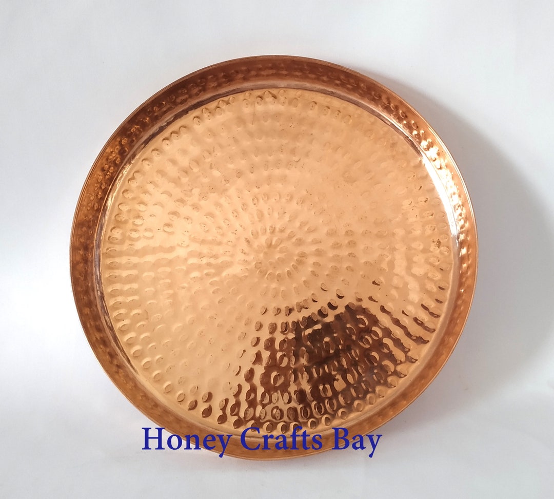 Indian Traditional Copper Thali, Food Serving Tray, Use Home Hotel ...