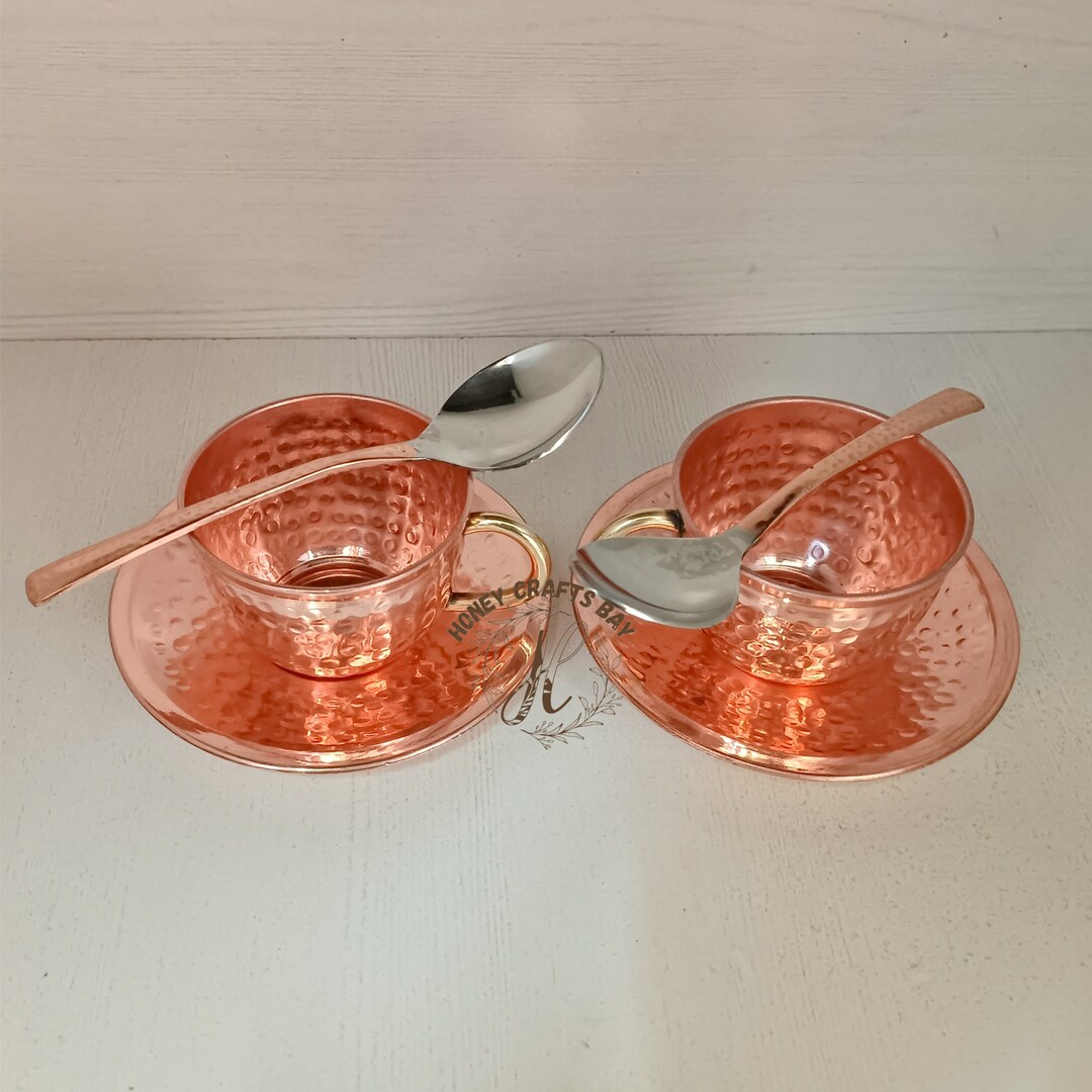 Handmade Copper Tea Cup & Saucer Set, Antique Coffee Set - Etsy