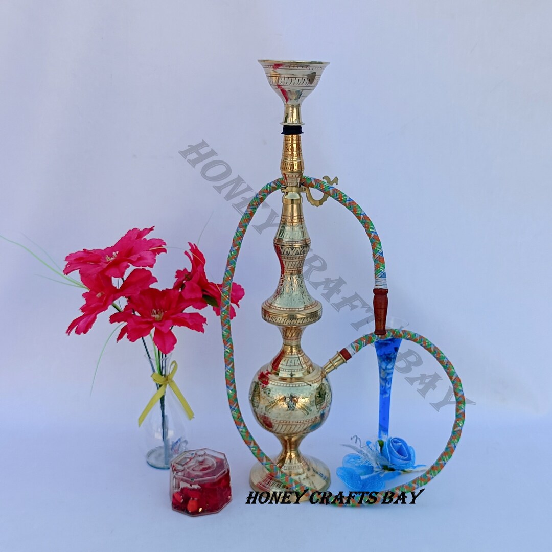 Antique Indian Brass Vintage Folding Hookah Pipes, Vintage Home Decor ...