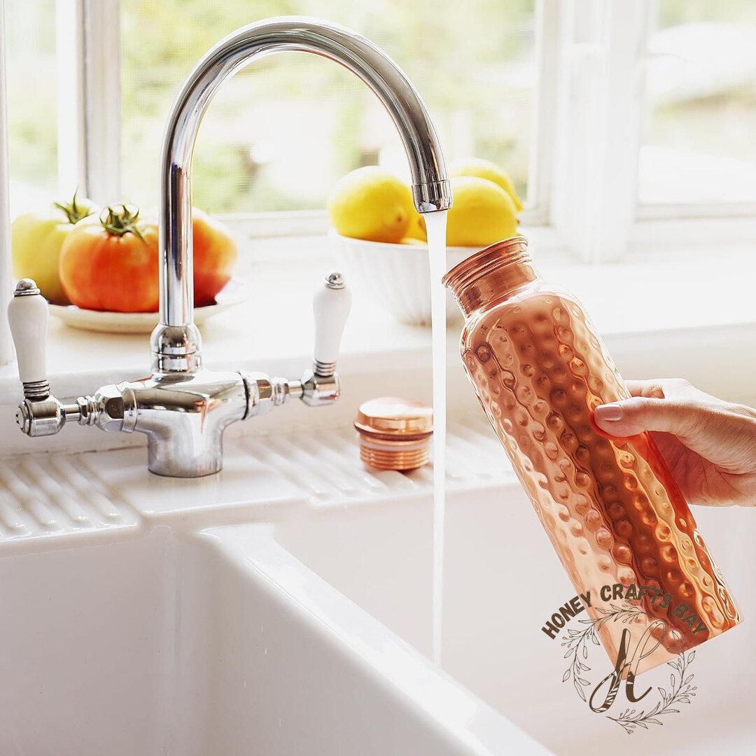 Pure Copper Hammered Design Joint Less Water Bottle, Copper Drinkware ...