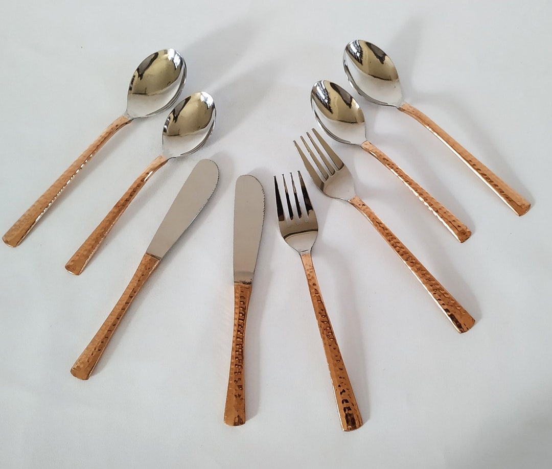 Pure Copper Stainless Steel Flatware Utensils Dinnerware Cutlery Set ...