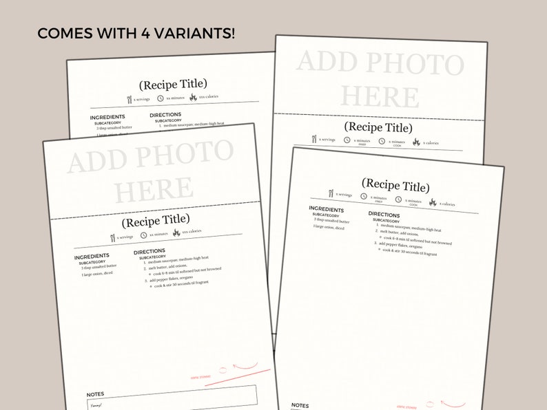 Recipe Book Template; Professional Editable Recipe Sheet; Digital ...