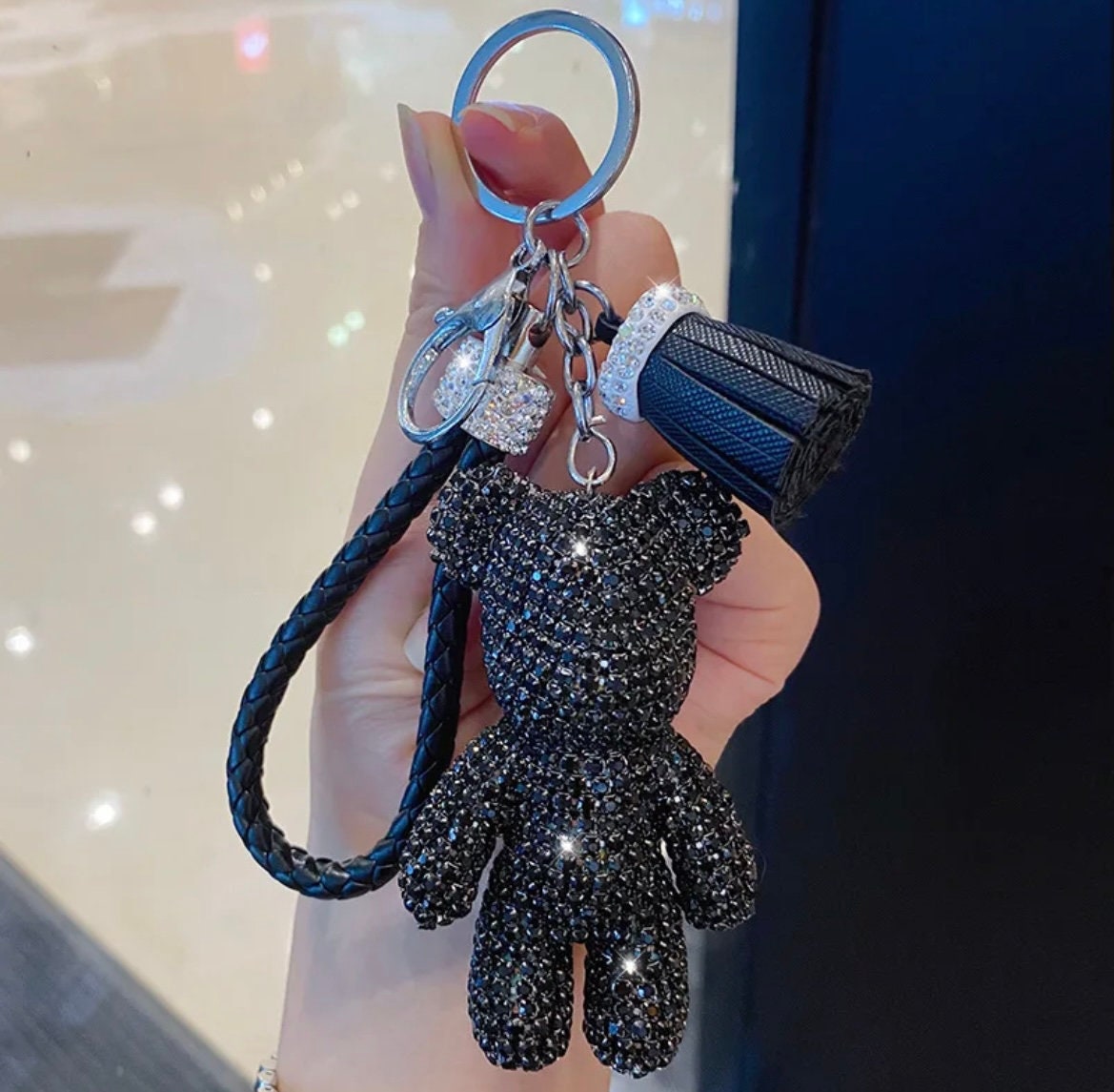 Rhinestone Cute Teddy Bear Keychain / Keyring & Bag Charm - Etsy