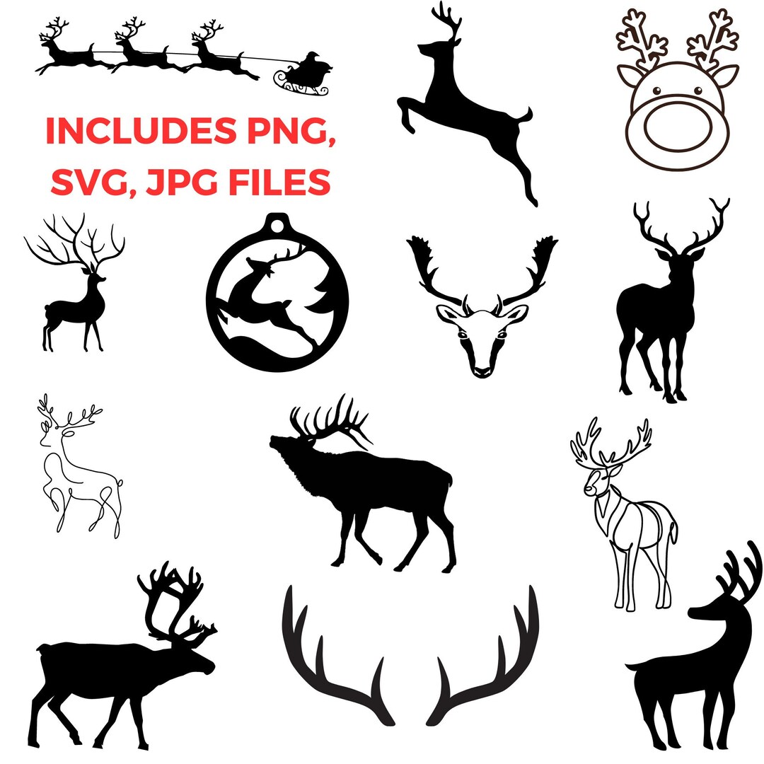 CHRISTMAS REINDEER SVG, Reindeer Svg Files for Cricut, Deer Bundle Svg ...