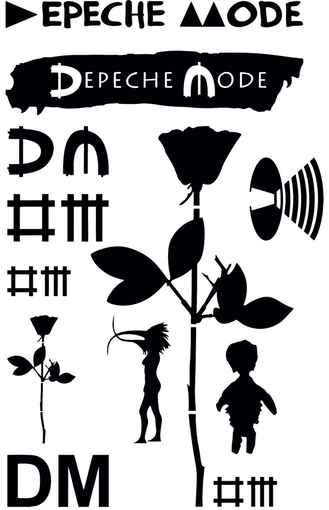 Depeche Mode Sticker Set 12 Pieces. Violator, Enjoy the Silence Rose DM ...