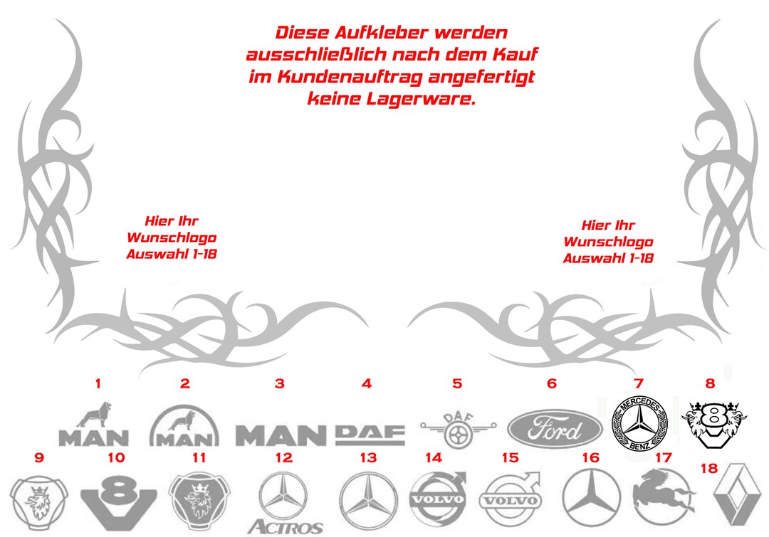 Truck Side Windows Stickers Made of Silver Frosted Glass Foil Various ...