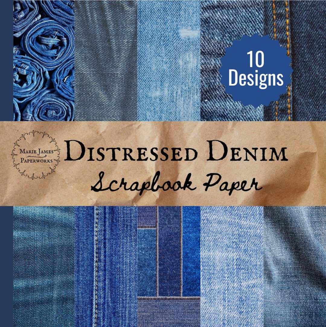 Distressed Blue Denim Scrapbook Paper | 10 Denim Fabric Texture ...
