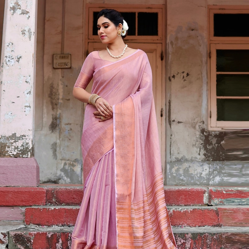 Pink Saree - Etsy