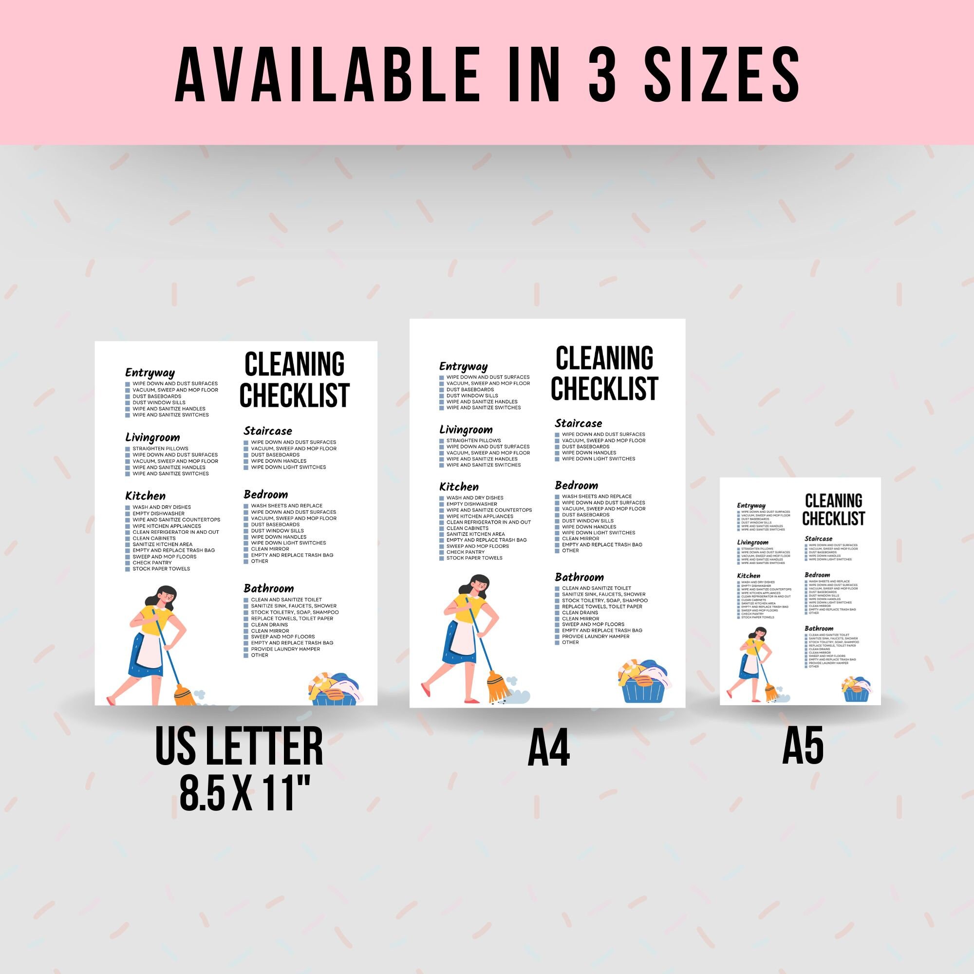 Household Chore Cleaning Checklist Template - HC002 - Etsy