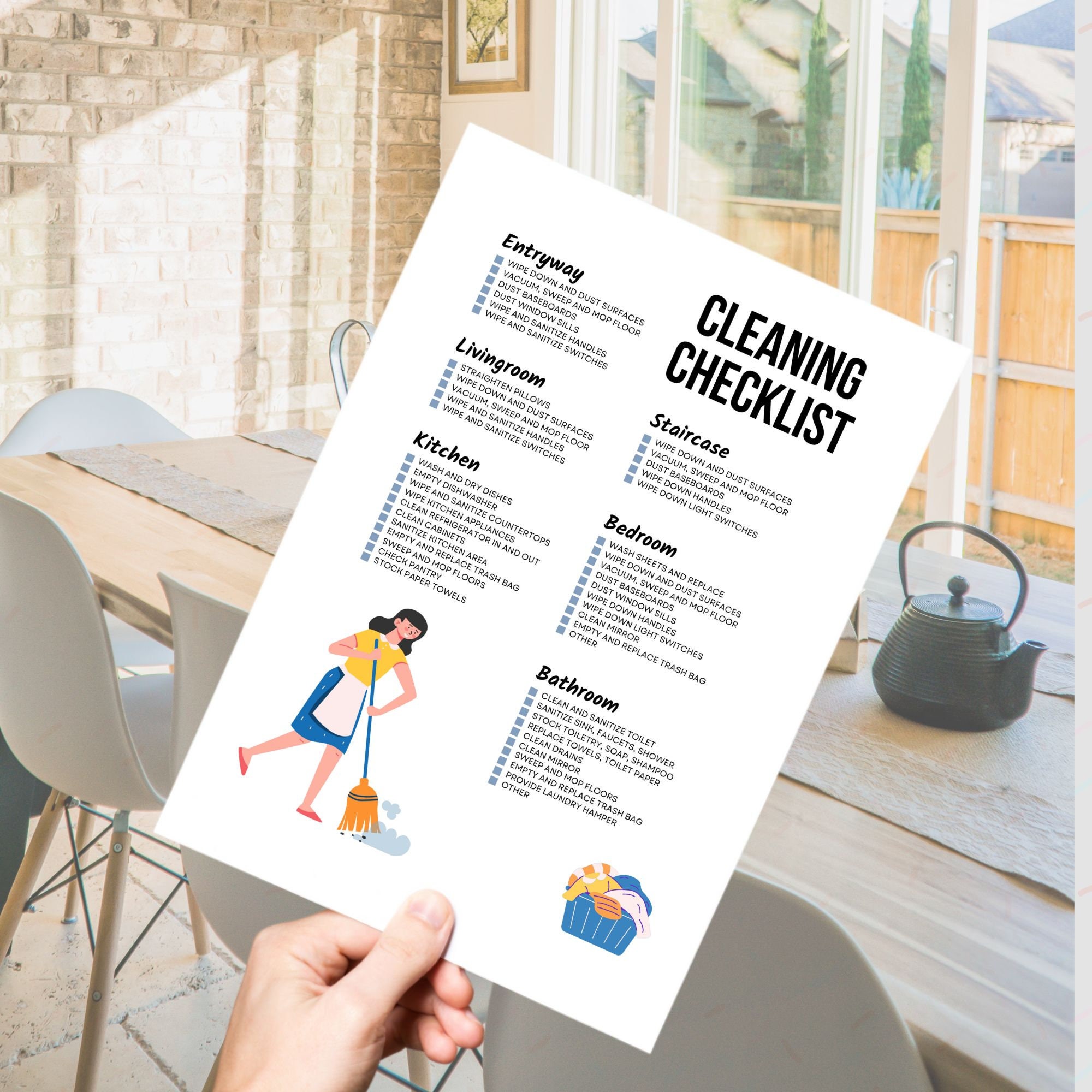 Household Chore Cleaning Checklist Template - HC002 - Etsy