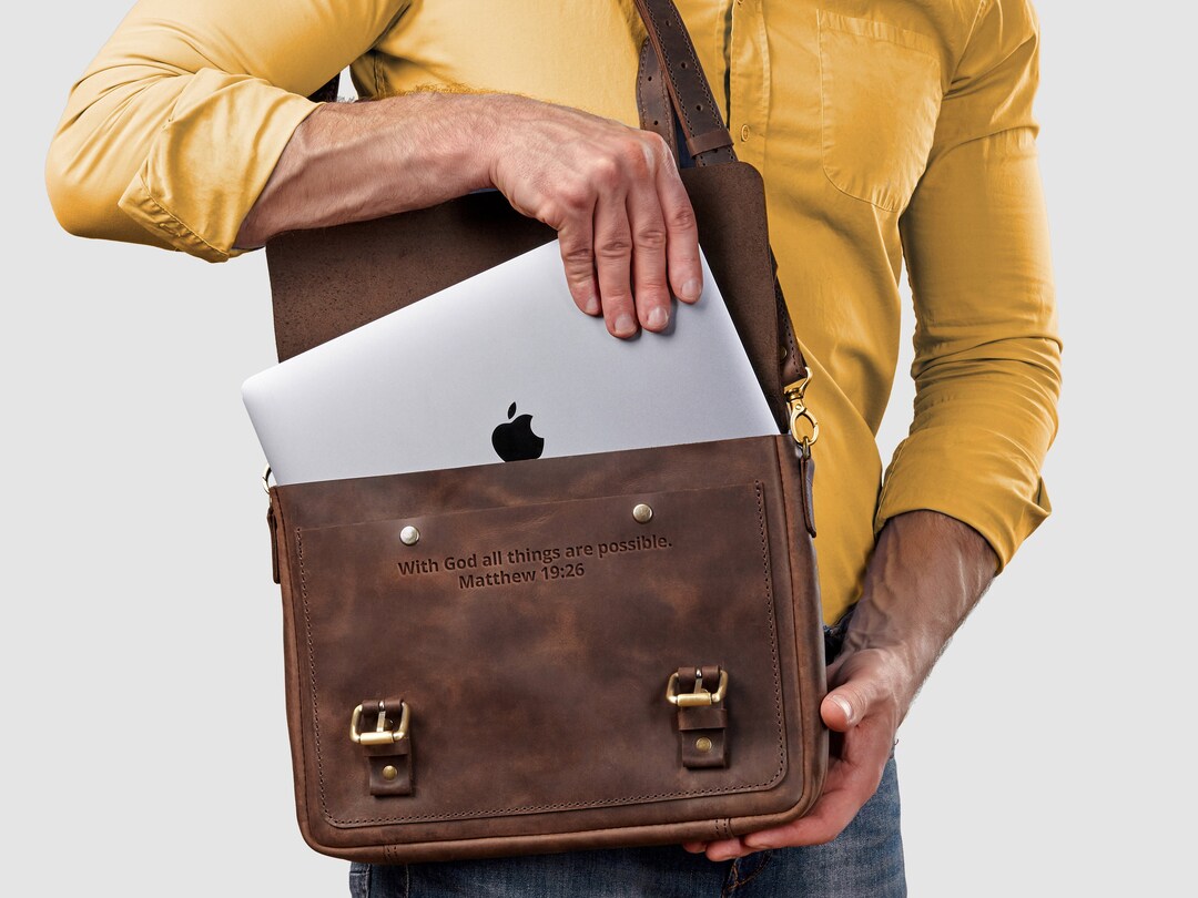 Leather Messenger Bag, Business Bag Briefcase for Husband, Top Handle ...