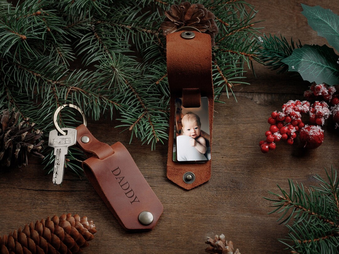 Leather Photo Key Fob for Daddy Leather Photo Keychain - Etsy