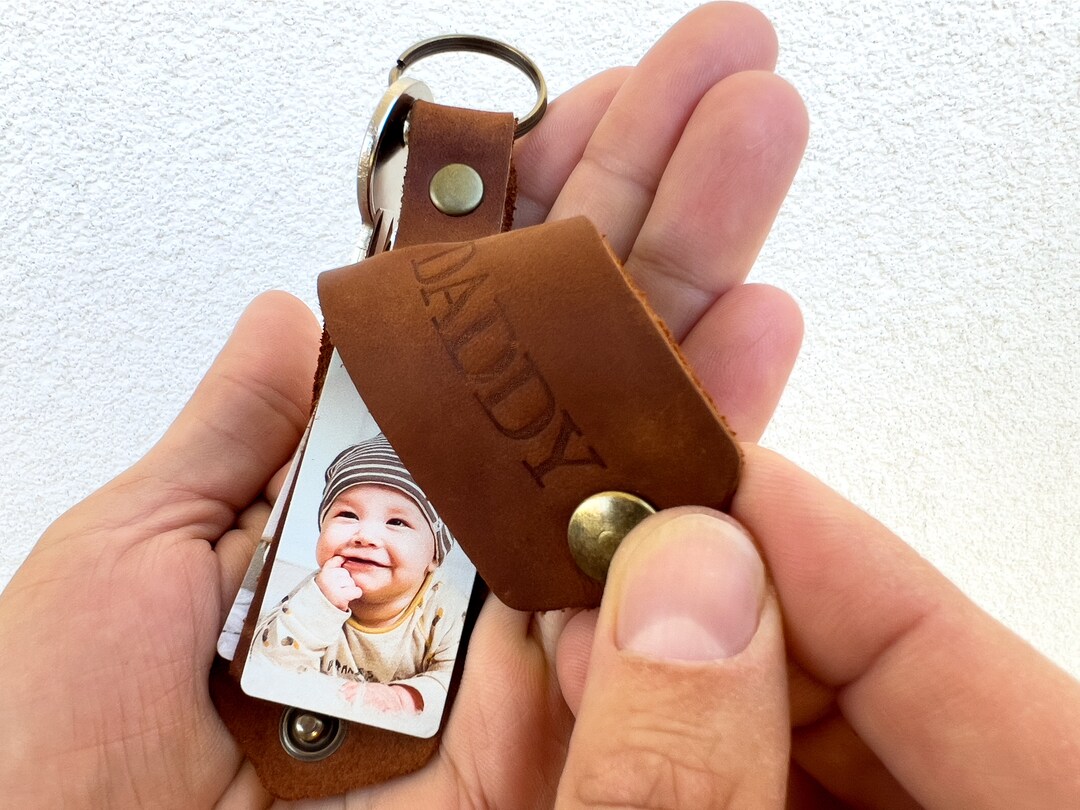 Leather Keyholder With Photo on Father Day Gift for Dad, Personalized ...
