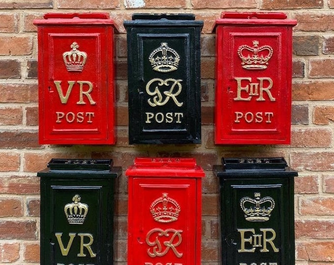 Cast Iron Royal Mail Wall Postbox Letter Box - Choice of ER GR VR - Red ...