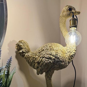 Ostrich Table / Floor Lamp Gold Colour H66cm X L47cm Quirky Fun Light ...