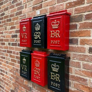 Cast Iron Royal Mail Wall Postbox Letter Box - Choice of ER GR VR - Red ...