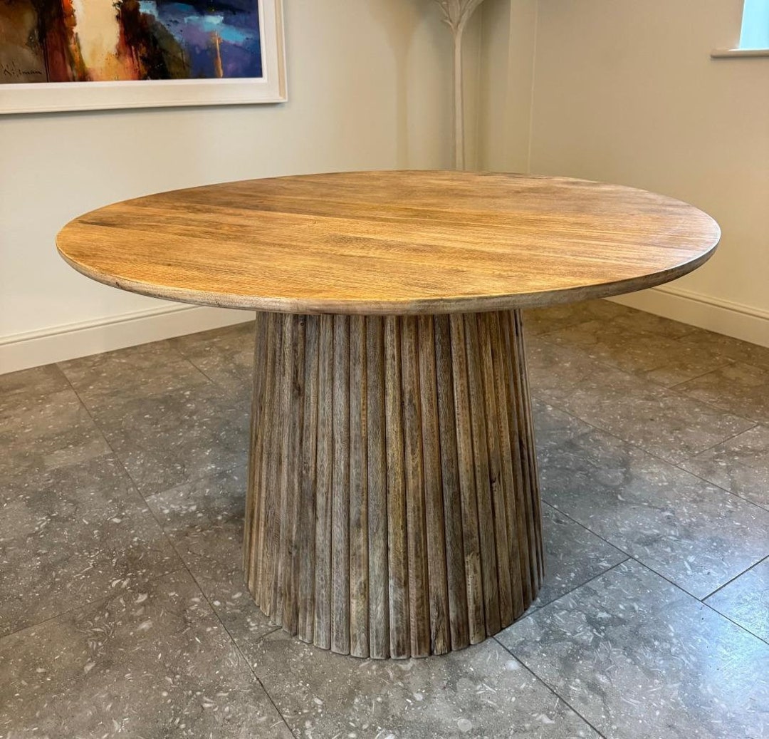 Round Dining Table 120cm Diameter Seats 4 Solid Mango Wood - Etsy